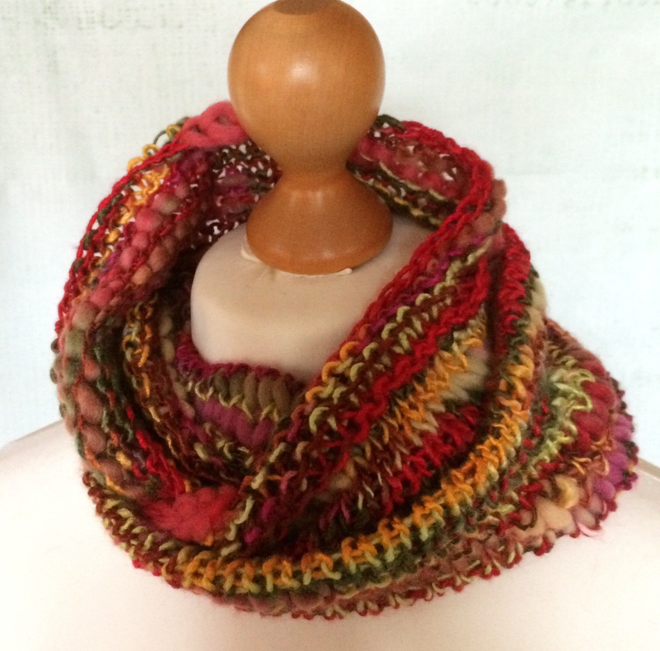 Inferno Hand gestrickt Hals wärmer Schal Bambus Garn 39 x 8 Zoll 97x21 ...