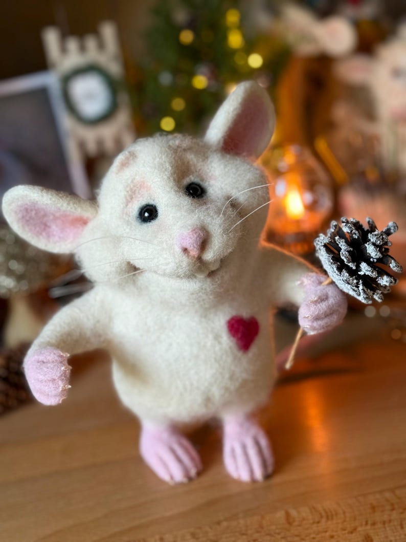 Needle Felted Wool Mouse Figurine – Handmade Felt Animal Sculpture ...