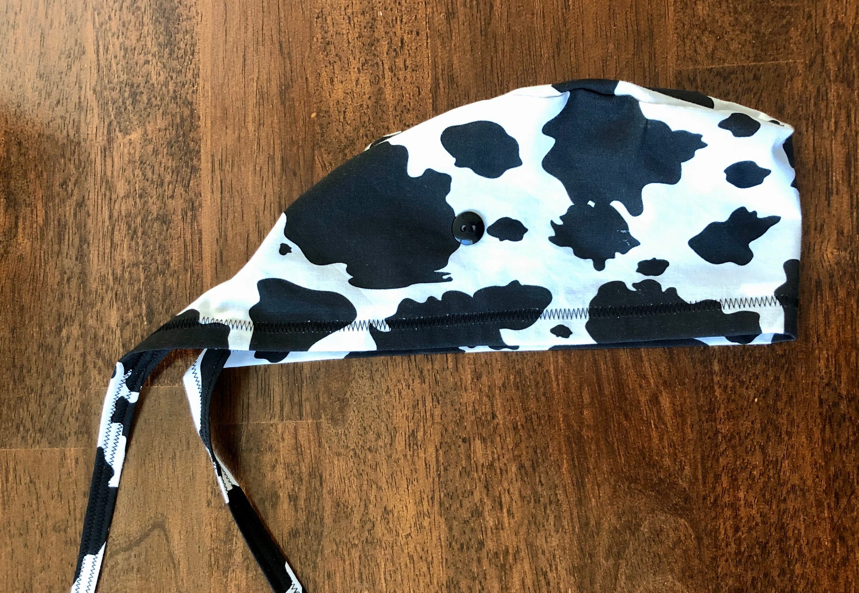 Cow Print Scrub Cap With Buttons - Etsy