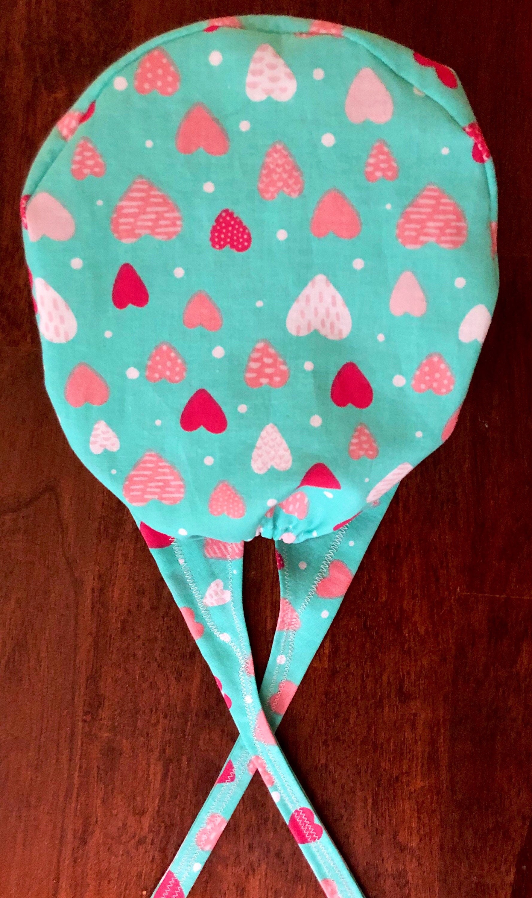 Heart Scrub Caps With Buttons, Valentine’s Day Surgical Cap, Cute Scrub ...