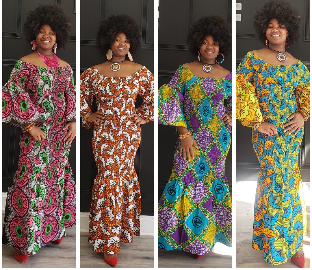 African Fishtail Waxprint Ankara One Size Maxi Dress Plus Size - Etsy