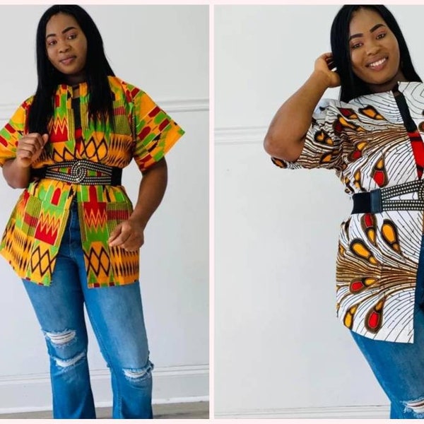 African Print Blouse - Etsy