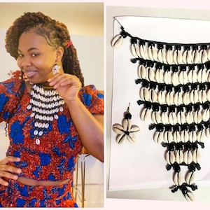 African Cowrie Shell Necklace, Beaded Shell Necklace, Women Jewellery ...