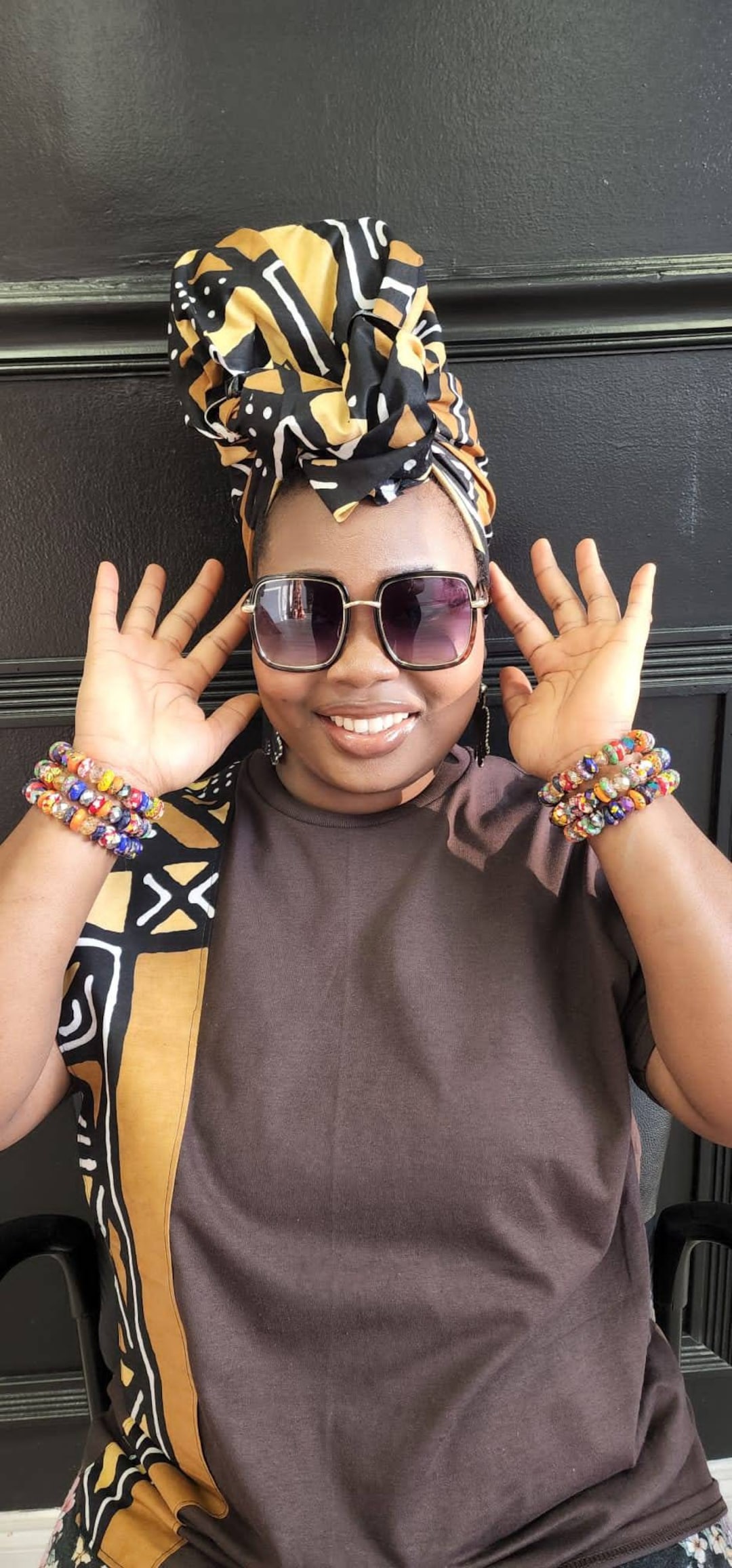 African Ghana Glass Bead and Kenyan Leather Bracelets - Etsy