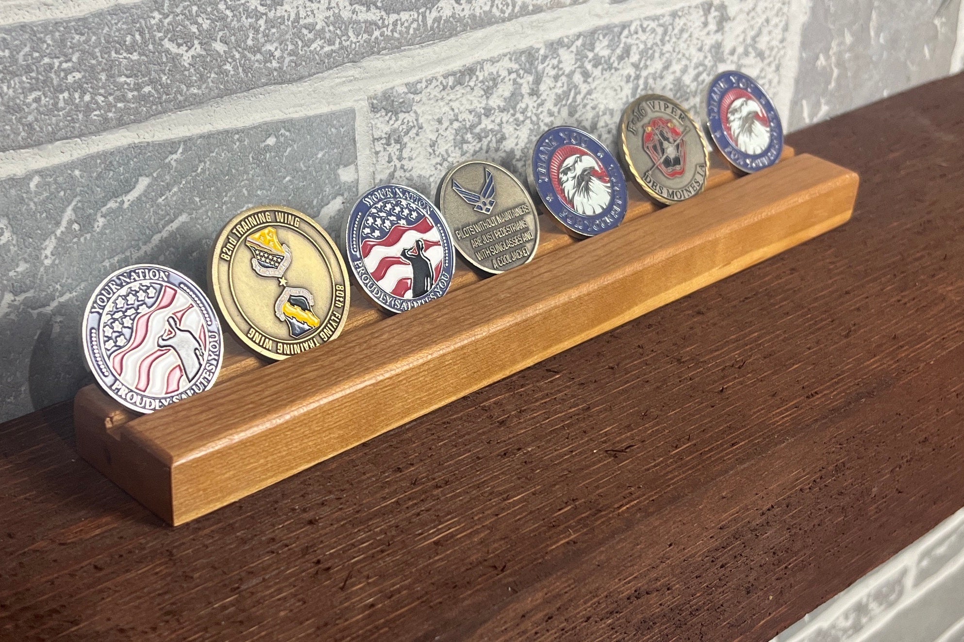 Desktop Challenge Coin Holder, Single Row, up to 7 Challenge Coins. - Etsy