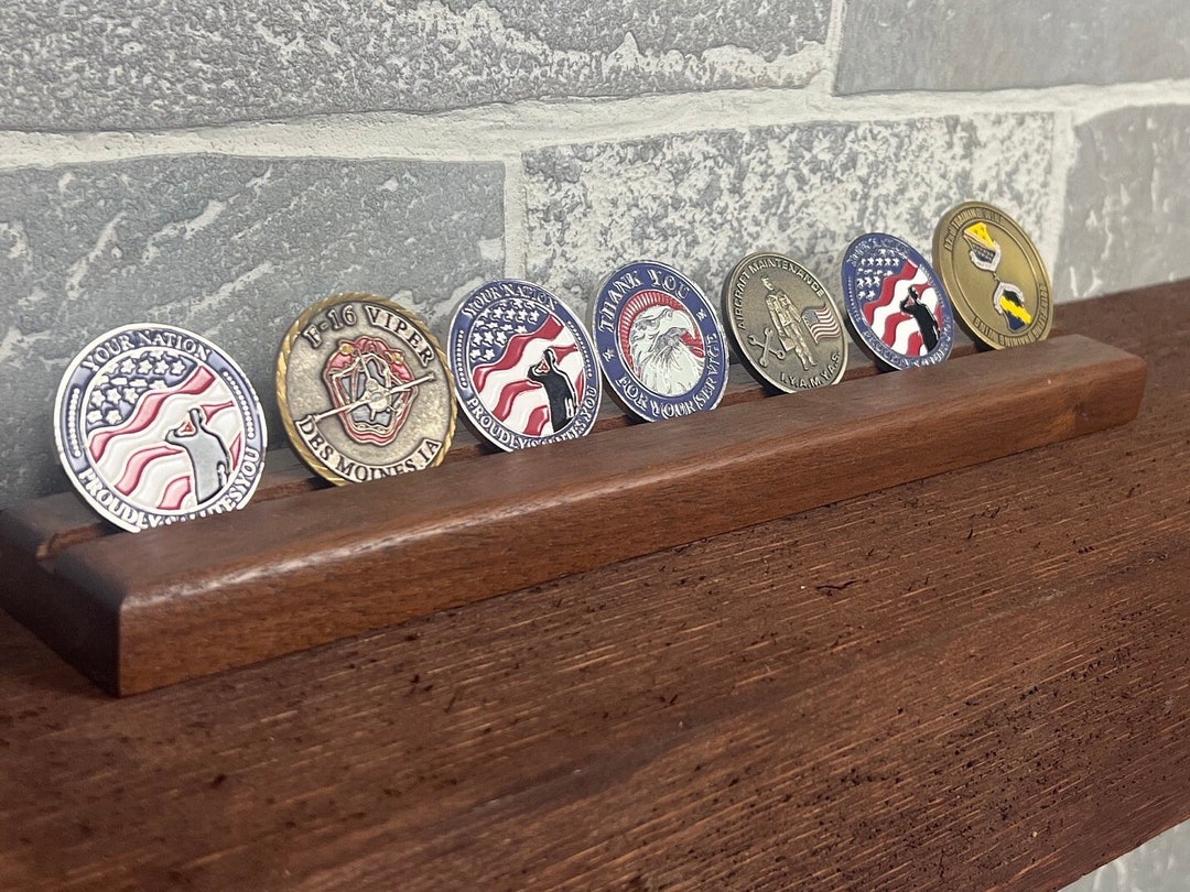 Desktop Challenge Coin Holder, Single Row, up to 7 Challenge Coins. - Etsy