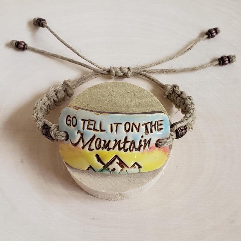 Go Tell It on the Mountain Ceramic Bracelet, Adjustable Macrame Cord ...