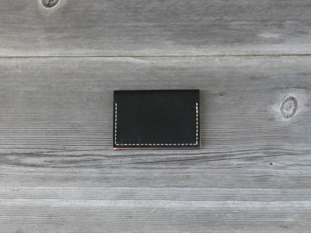 Leather Folded Card Case // Black - Etsy