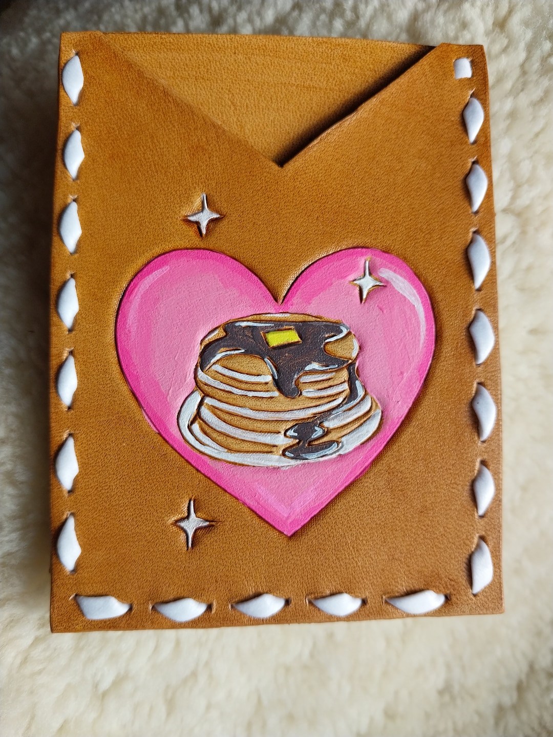 Stack of Pancakes Wallet // Hand-tooled Leather by Sonkatonk Leather - Etsy