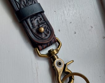 Black Leather With Silver Heart Concho Belt Loop Keychain - Etsy