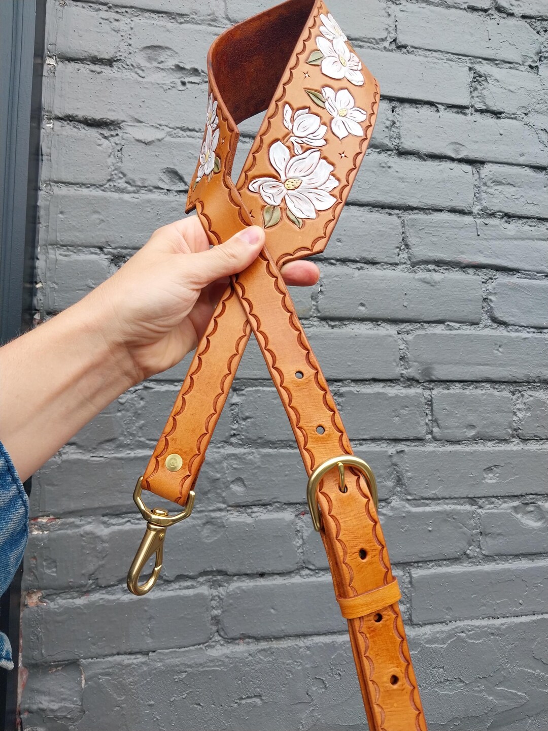 Custom Adjustable Banjo Strap With Clips // Hand-tooled Leather by ...