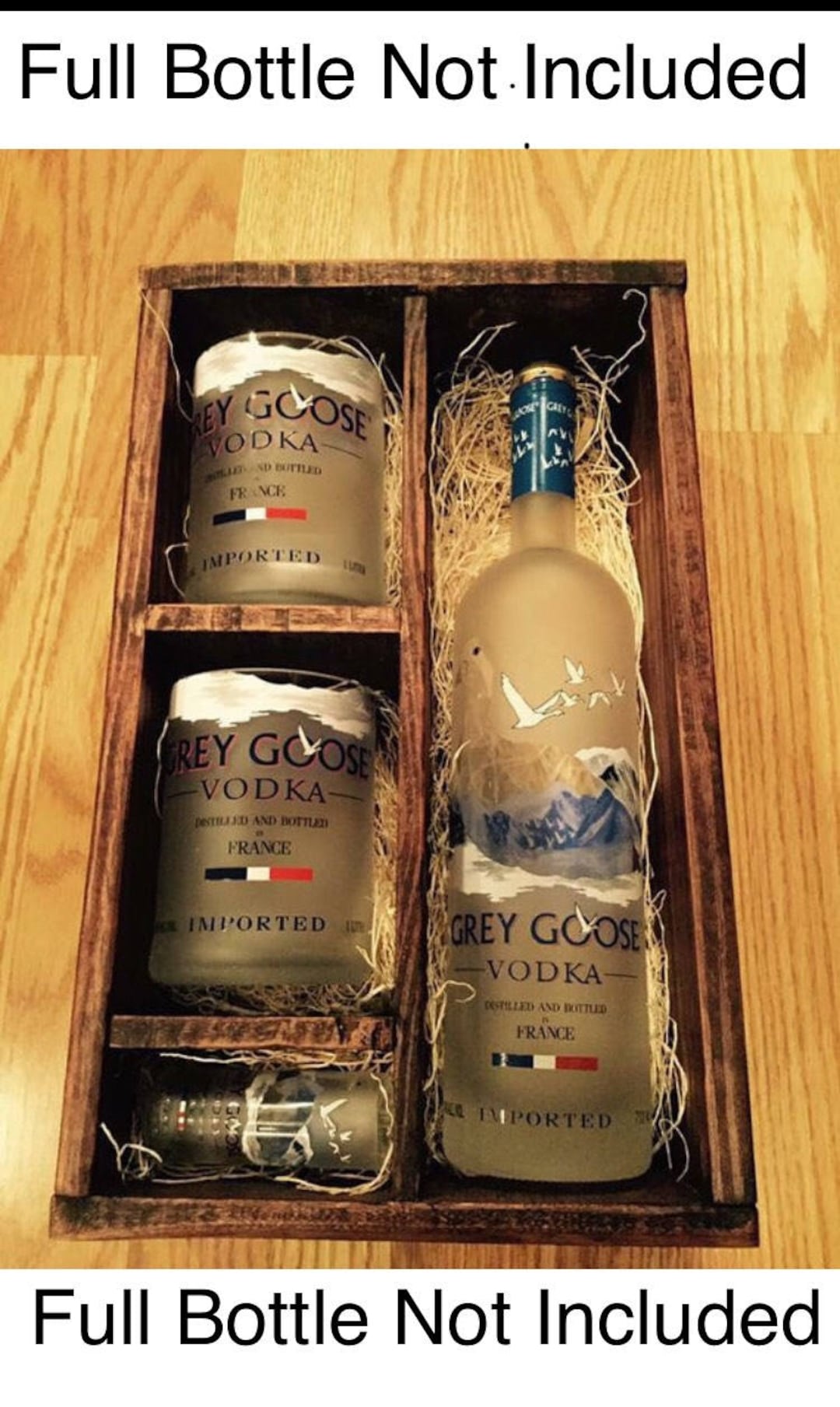 Grey Goose Vodka Wood Box Gift Set - (2) 750ml Bottle Rocks Glasses, (1 ...