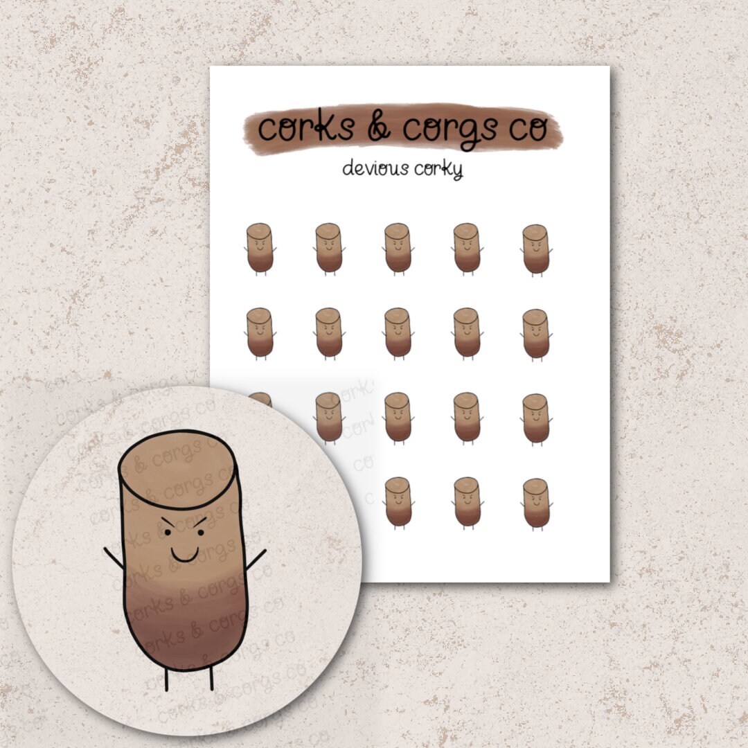 Corky - Devious / Planner Stickers / Character Stickers / Wine Cork ...