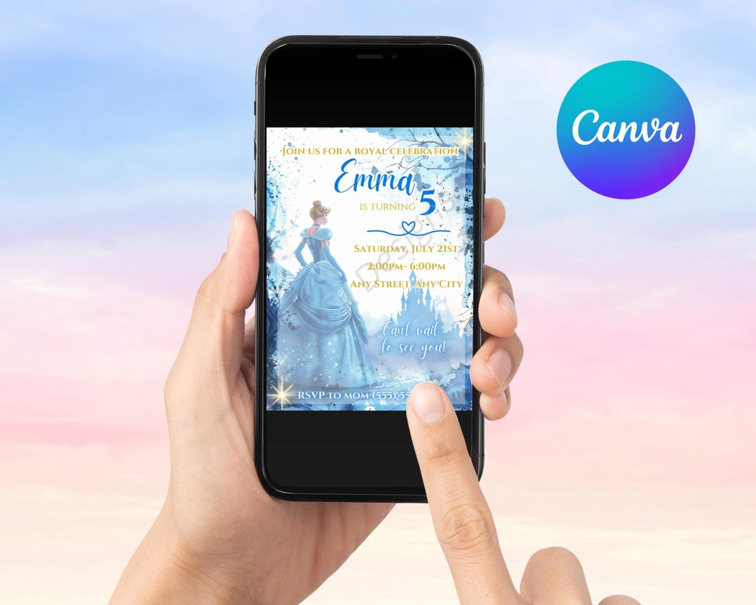 EDITABLE Princess Cinderella Birthday Invitation for Girls, Princess ...