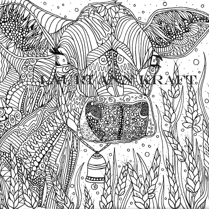 Zentangle Cow - Etsy