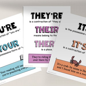 Commonly Confused Words Poster Set, Set of 10, English Classroom ...