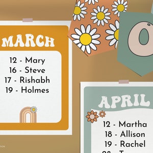 Groovy Daisy Retro Birthday Display, Birthday Bulletin - Etsy