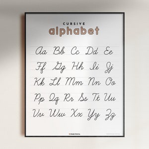 Cursive Alphabet Poster, Handwriting Chart, ABC Print, Educational Art ...