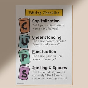 CUPS Editing Writing Strategy Checklist Poster English - Etsy