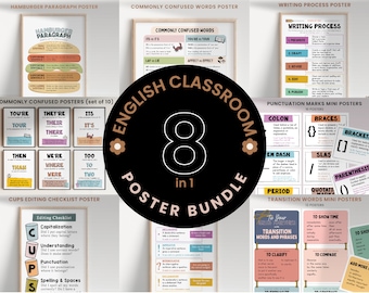 English Classroom Poster Bundle, Modern English Classroom Decor ...
