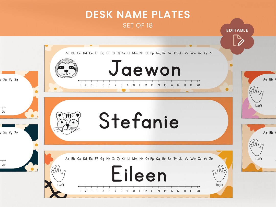 Desk Nameplates, Card Labels, Name Tags, Editable, Sunshine Collection ...