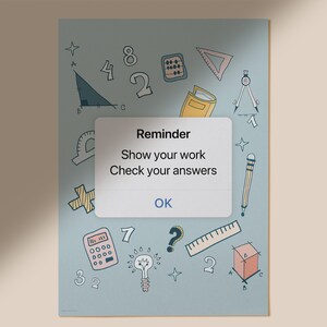 Show Your Work Math Poster, Math Classroom Decor for High School and ...