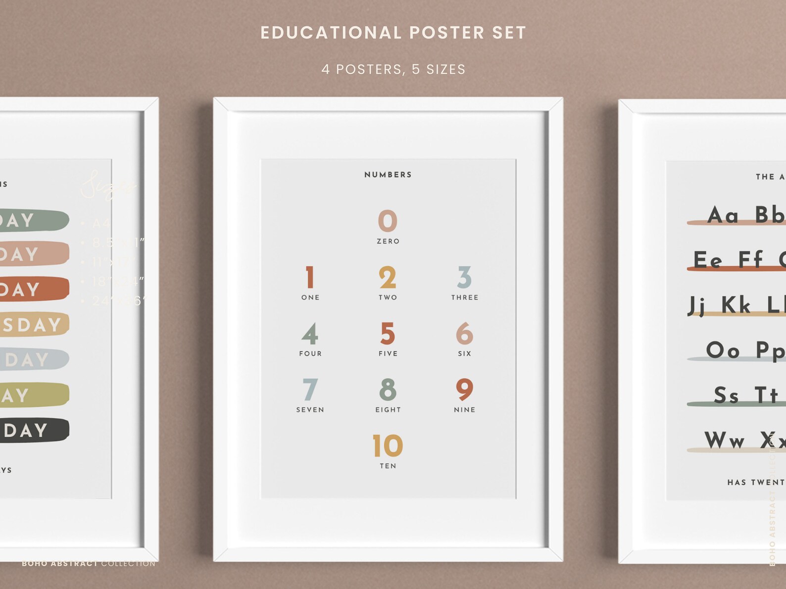 Educational Poster Set of 4 Home School Alphabet Poster - Etsy