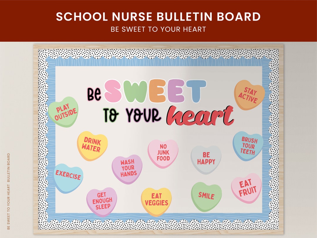 Valentine's February Health Bulletin Board, Door Decor Kit Display ...