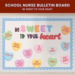 Valentine's February Health Bulletin Board, Door Decor Kit Display ...