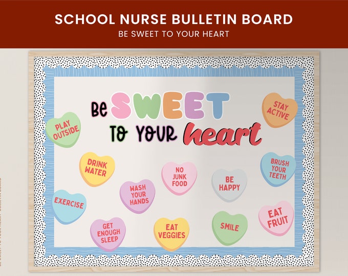 Valentine's February Health Bulletin Board, Door Decor Kit Display ...