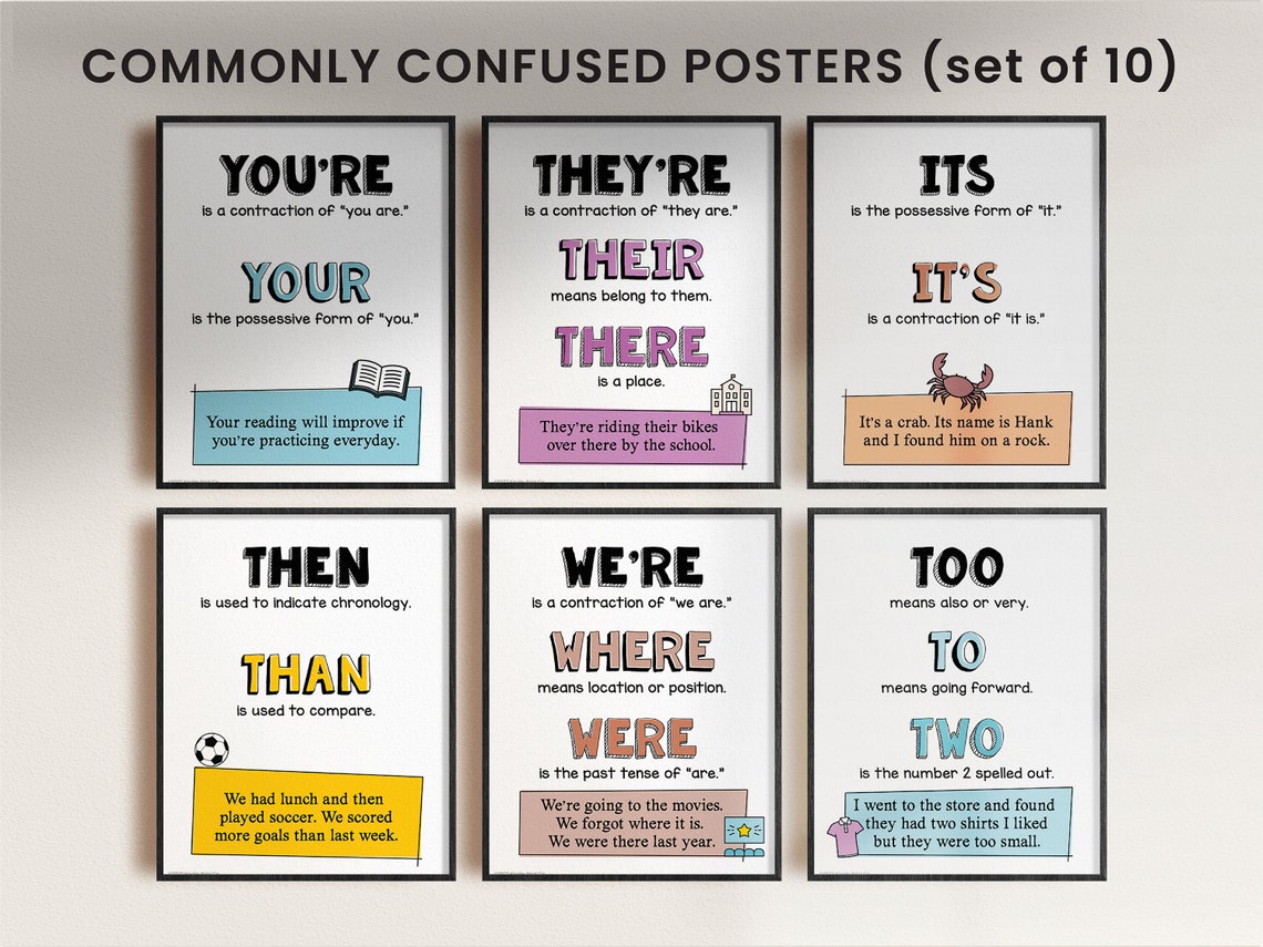Commonly Confused Words Poster Set Set of 10 English - Etsy Canada