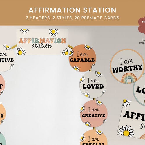 Botanical Affirmation Station EDITABLE Positive Affirmations - Etsy
