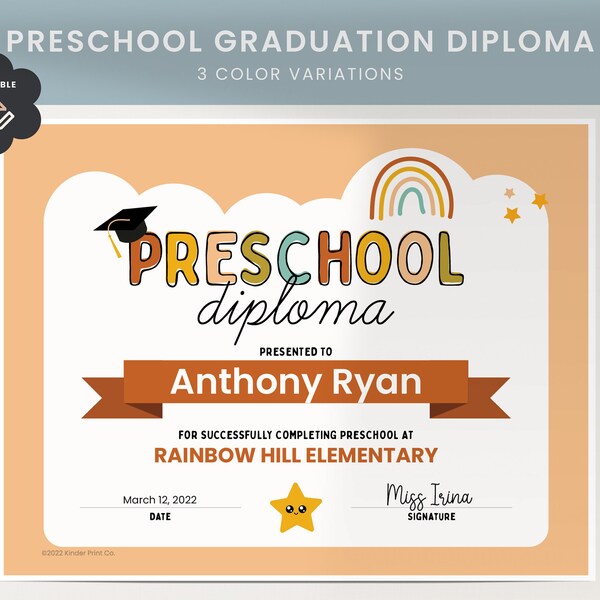 Preschool Diploma - Etsy