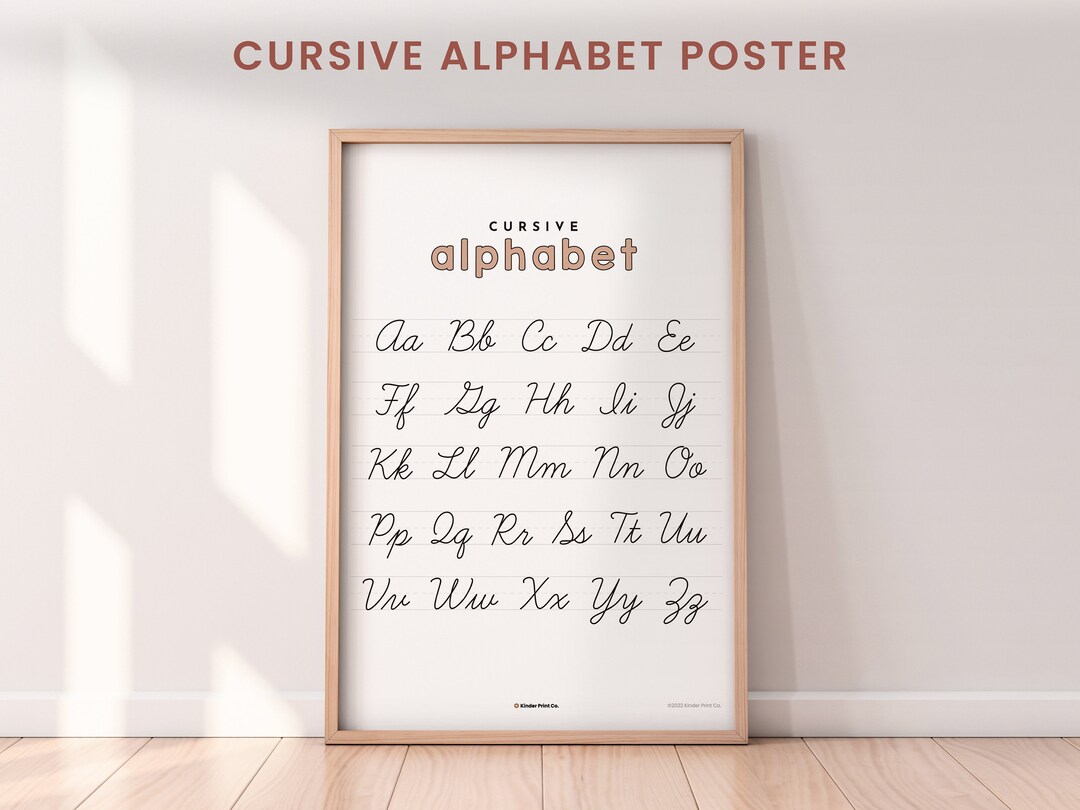 Cursive Alphabet Poster, Handwriting Chart, ABC Print, Educational Art ...