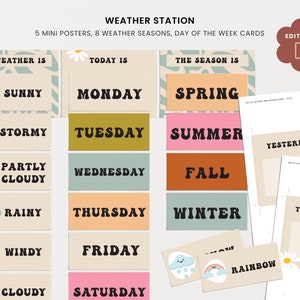 Classroom Calendar Display and Weather Station, Modern Classroom Decor ...