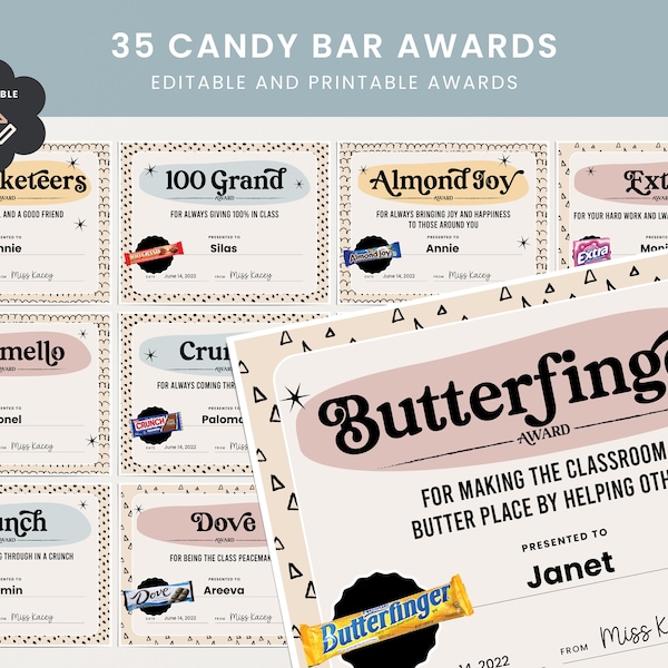 Candy Bar Awards - Etsy