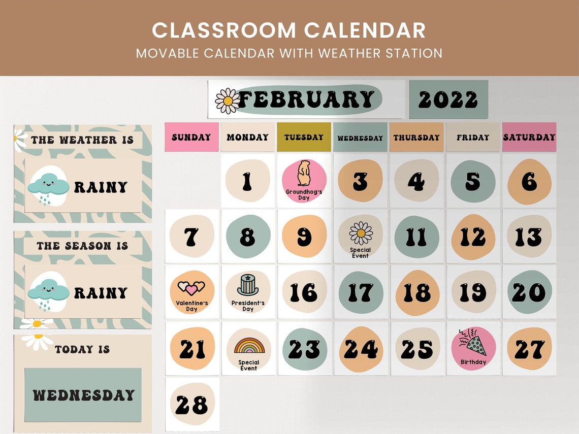 Classroom Calendar Display and Weather Station Modern - Etsy