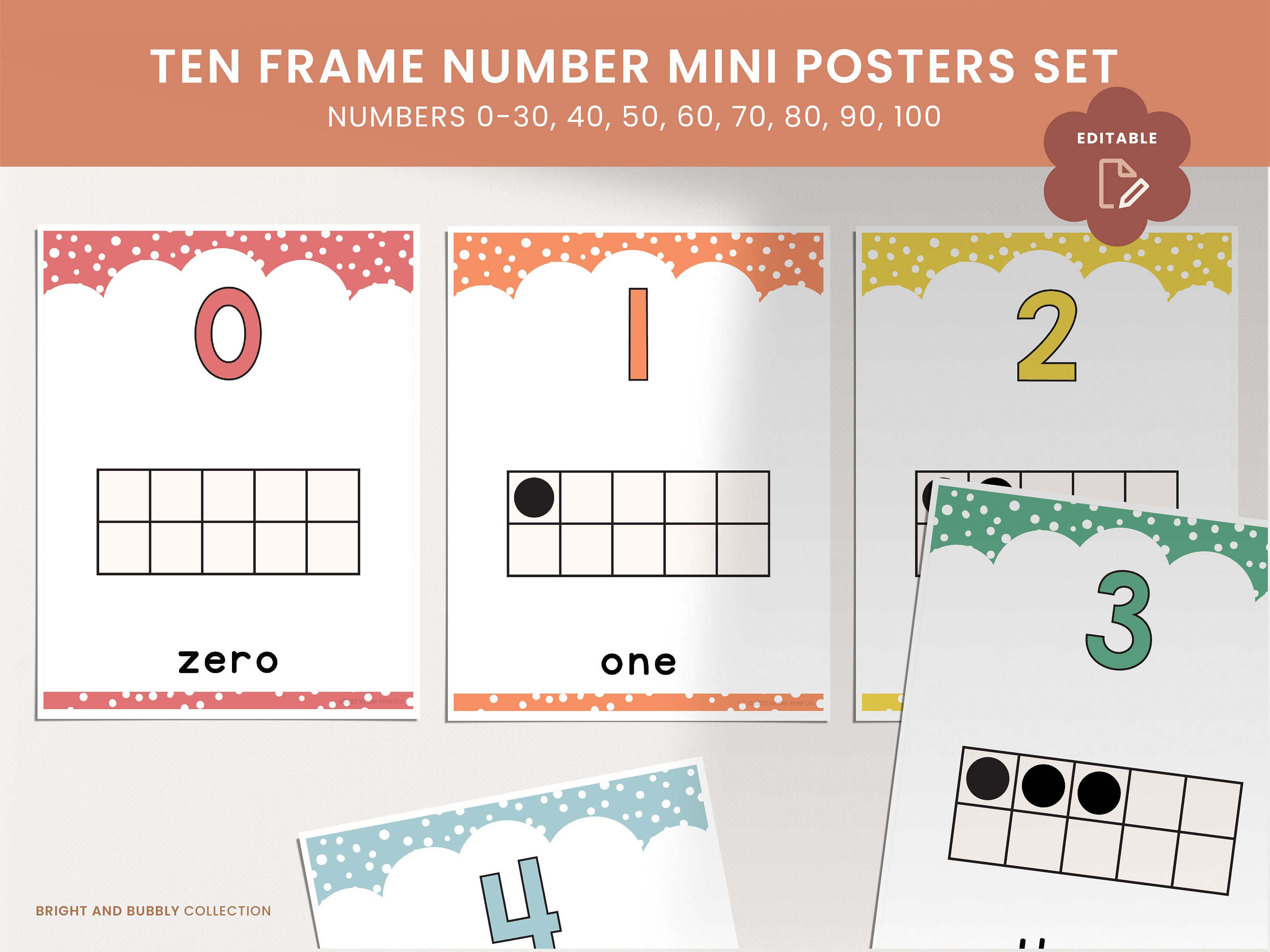 Ten Frame Numbers Poster Set Classroom Decor Math Display - Etsy Canada