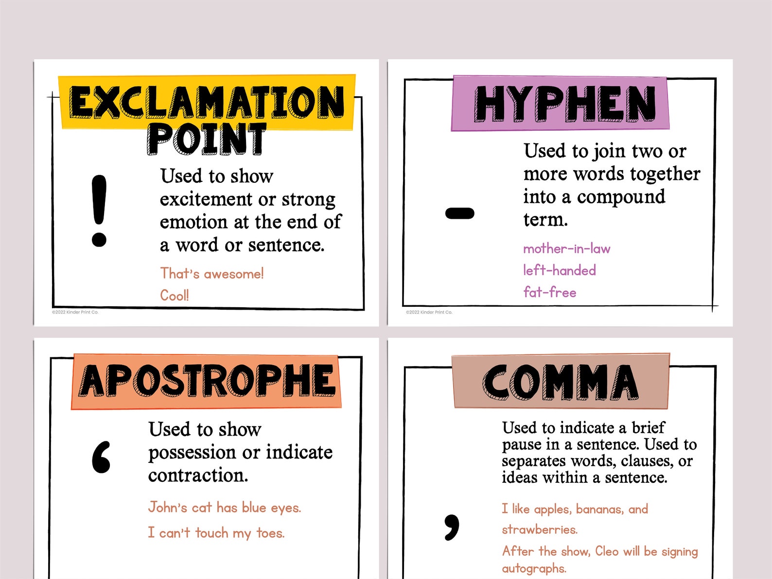 Punctuation Marks Posters set of 16 Elementary Middle - Etsy