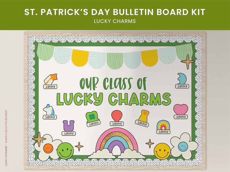 St. Patrick's Day Bulletin Board Kit LUCKY CHARMS March - Etsy
