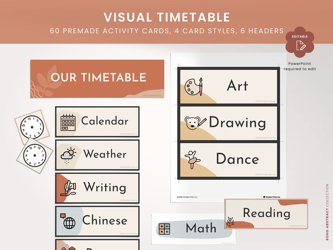 Visual Timetable Schedule, Boho Rainbow, Neutral Classroom, Boho ...