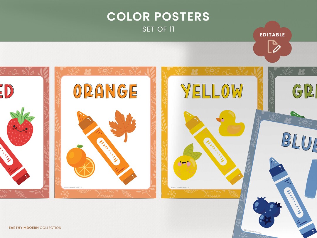 Color Posters, Classroom and Home School Decor, Printable Decor, Earthy ...