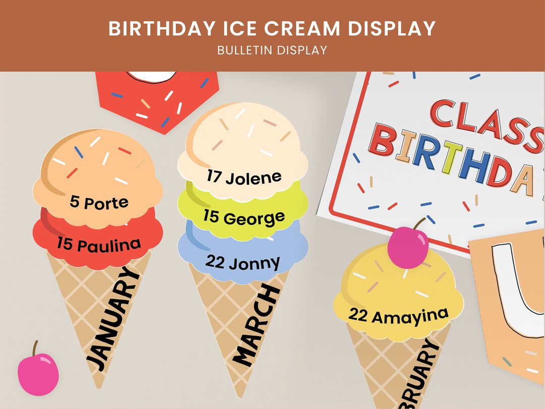 Ice Cream Classroom Birthday Display Pack Birthday Bulletin - Etsy.de