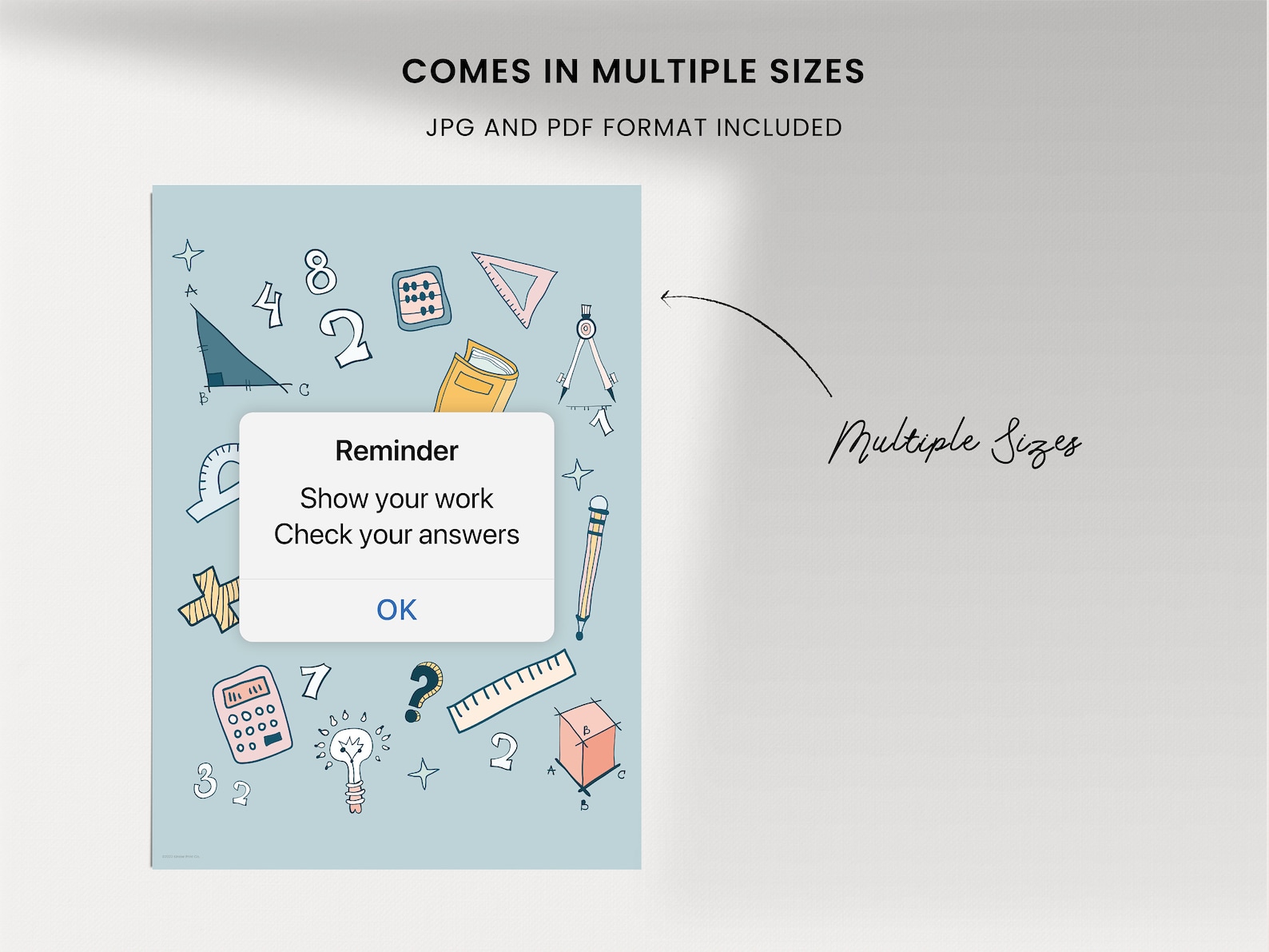 Show Your Work Math Poster Math Classroom Decor for High - Etsy