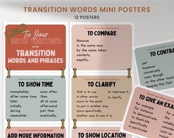 Transition Words and Phrases Mini Posters - Etsy