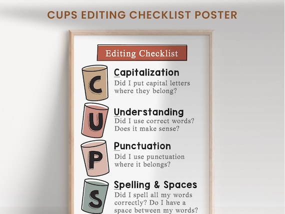 CUPS Editing Writing Strategy Checklist Poster English - Etsy
