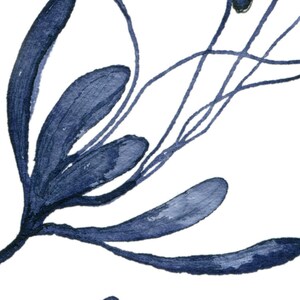 Indigo Blue Botanical Wall Art Print, Blue Chinoiserie Minimalist Navy ...