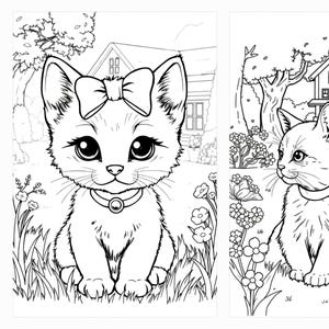 10 Cute KITTEN Coloring Pages Printable PDF Colouring Activity Book for ...