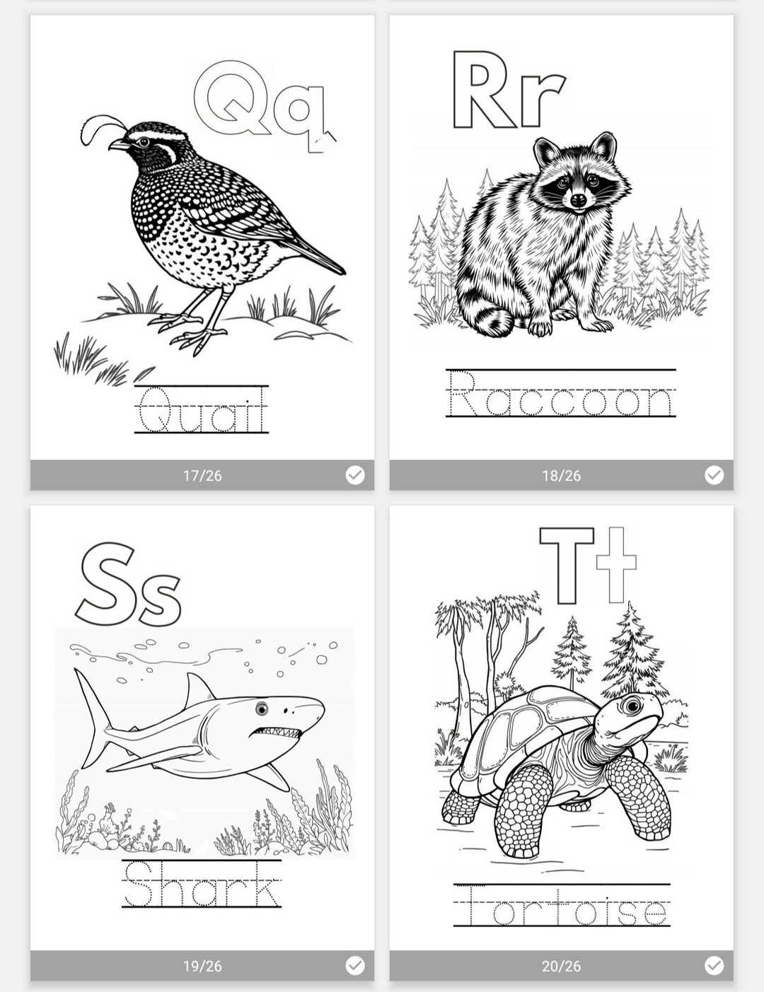 26 ALPHABET ANIMALS Coloring Pages Printable PDF Colouring Activity ...