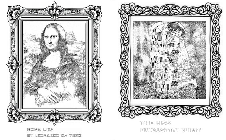 10 FAMOUS PAINTINGS Coloring Pages Printable PDF Colouring Activity ...